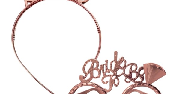 Toptan Bride To Be Plastik Gözlük Taç Set Rose Gold - toptansus.com