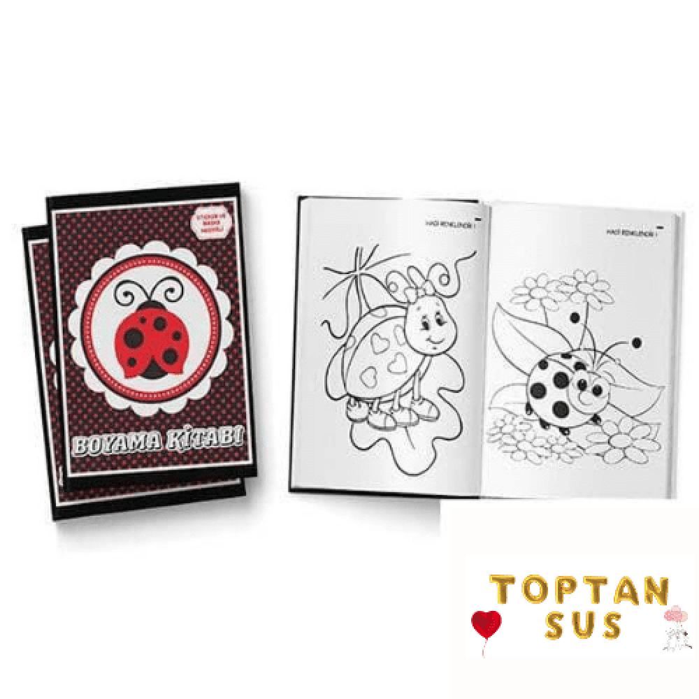 Toptan Uğur Böceği Boyama Kitabı Stickerlı (16 Sayfa) - toptansus.com