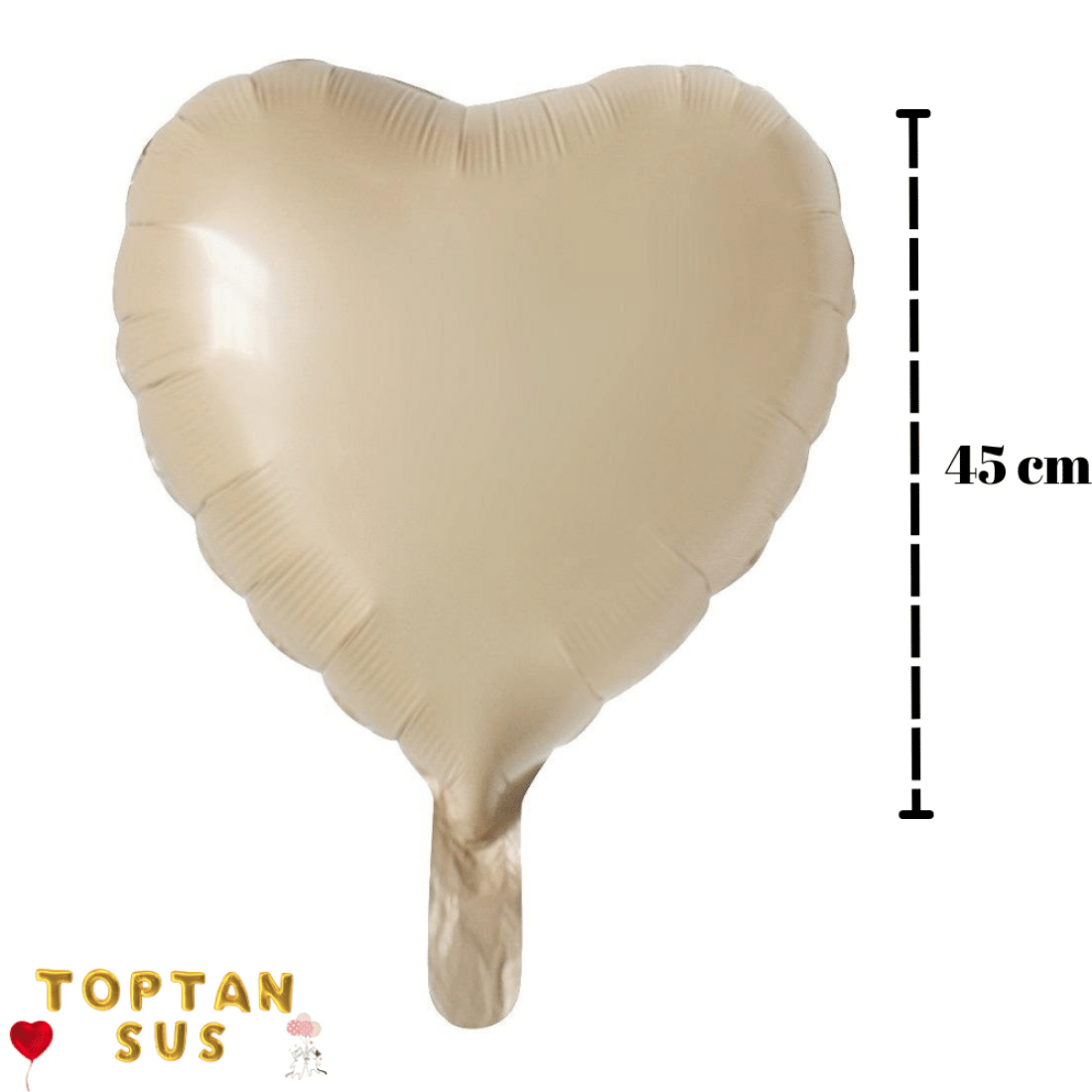 Toptan Krem Folyo Kalp Balon (45 cm) - toptansus.com